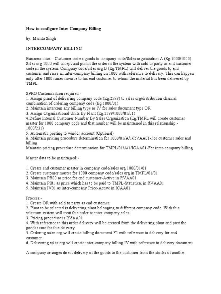 How To Configure Inter Company Billing | PDF | Delivery (Commerce ...