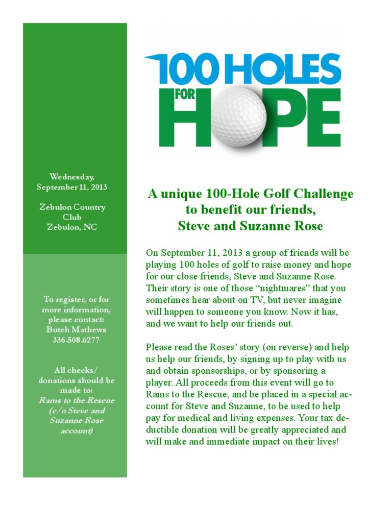100 Holes For Hope Flyer | PDF | Surgery | Hospital