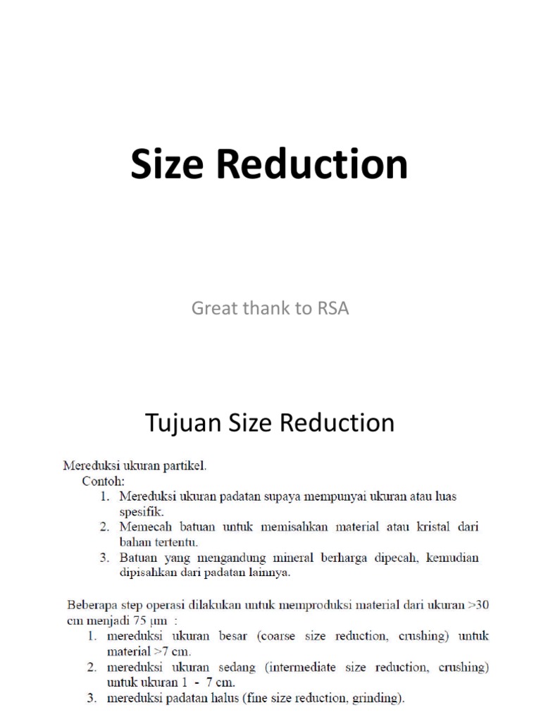 Size Reduction Techniques and Equipment | PDF