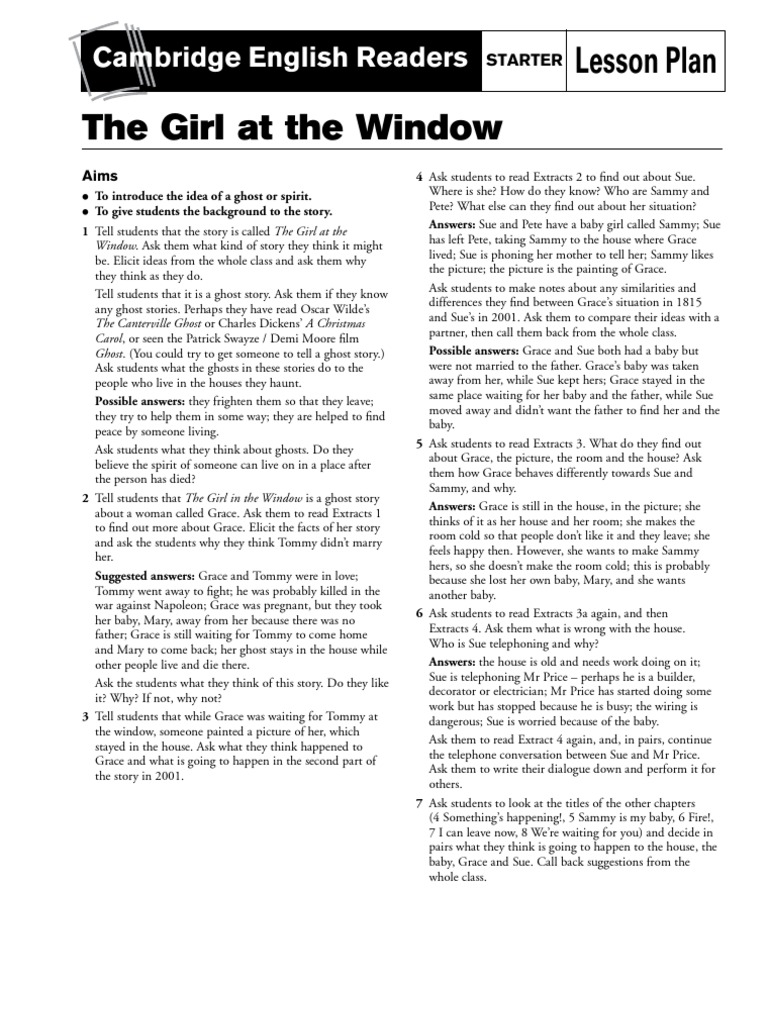 Lesson Plan The Girl at The Window: Cambridge English Readers | PDF ...