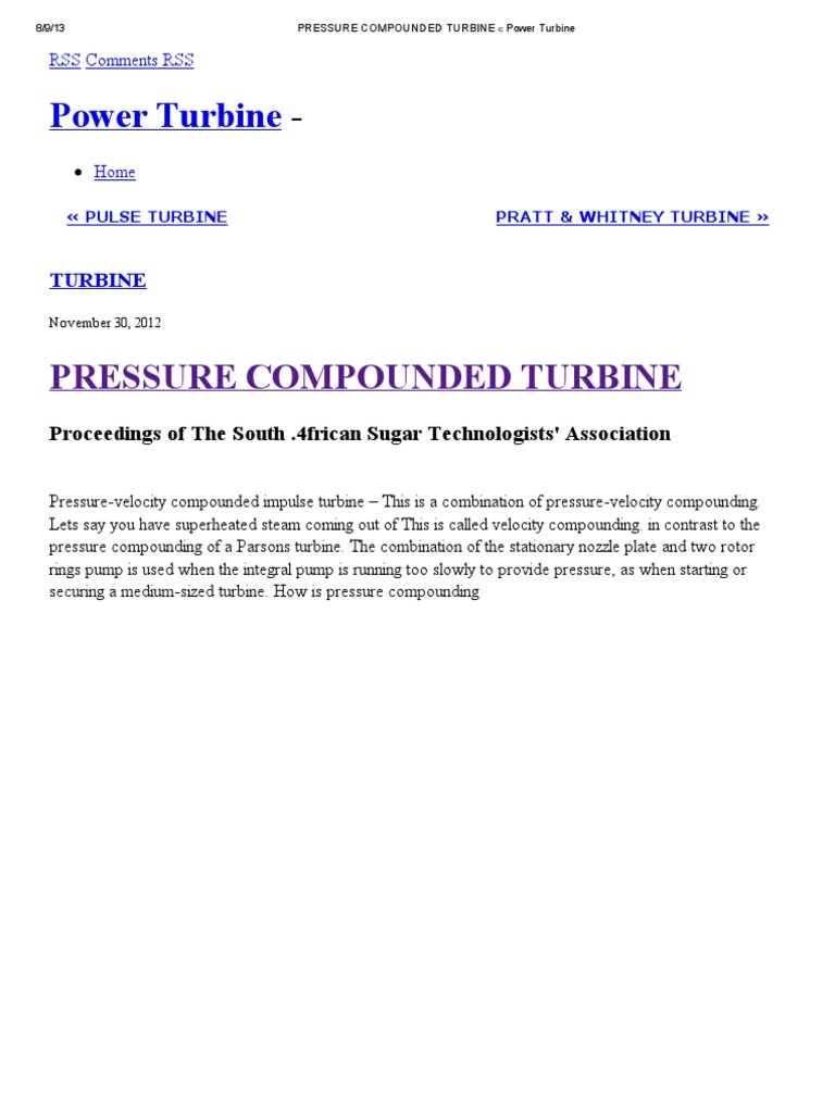 An Analysis of Pressure-Compounded Impulse Turbines: Design ...