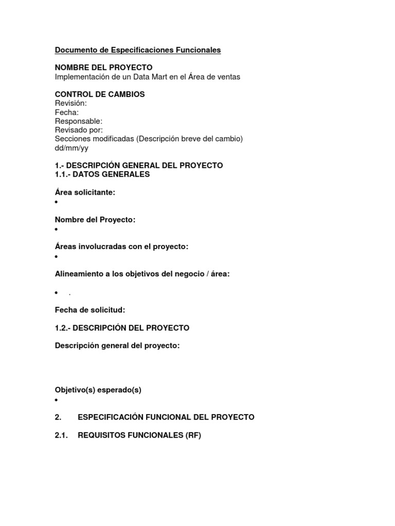 Especificaciones Data Mart Ventas | PDF | Software | Ingeniería Informática