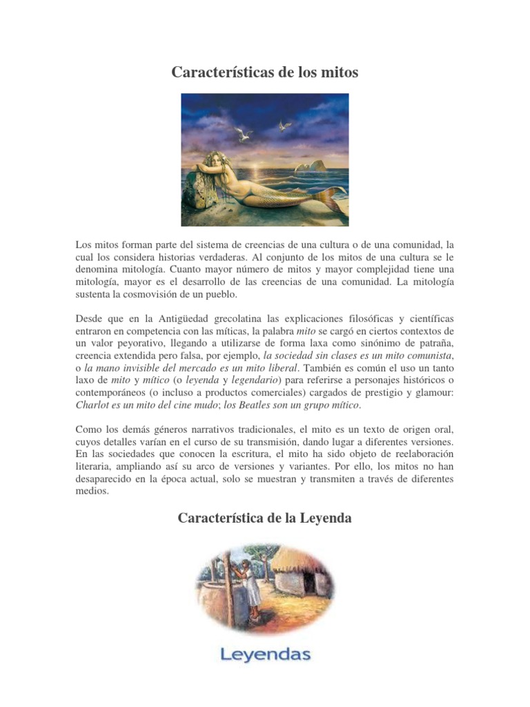 Características de los mitos | PDF | Leyendas