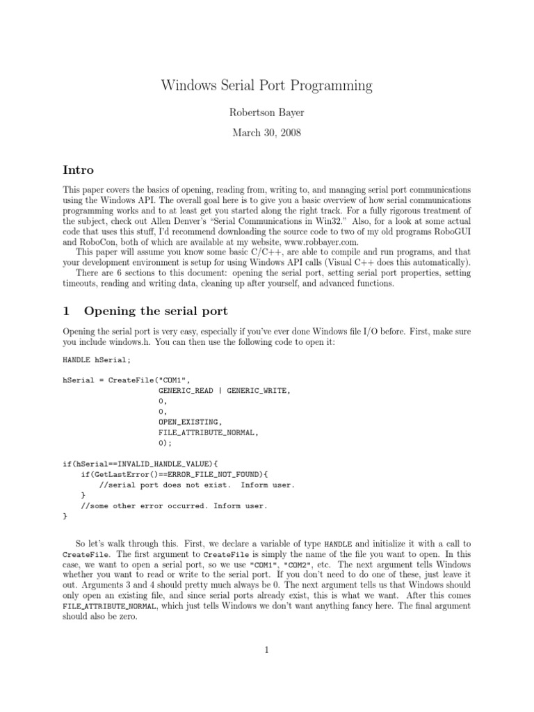 Windows Serial Port Guide | PDF | Teaching Methods & Materials | Computers