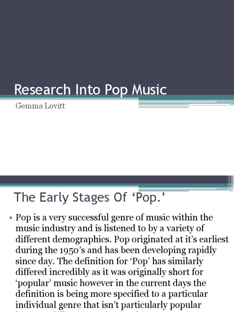 Research Into Pop Music | PDF | Pop Music | Genre
