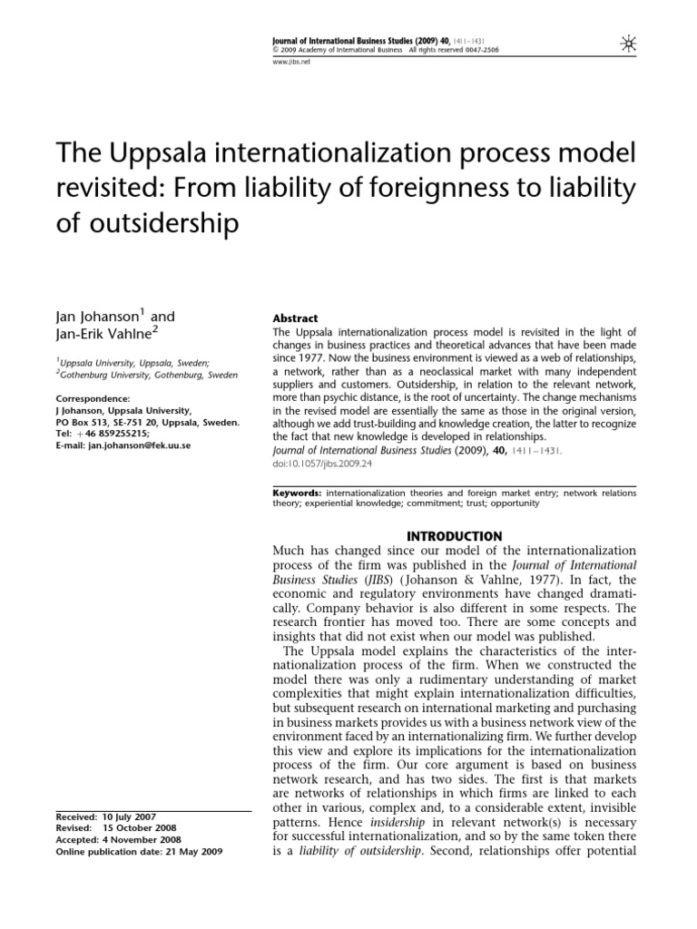 Uppsala Model: Revisiting Internationalization | PDF | Business ...