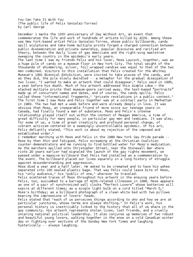 Felix Gonzalez-Torres: Art and Love | PDF | Sexual Orientation | Lgbt