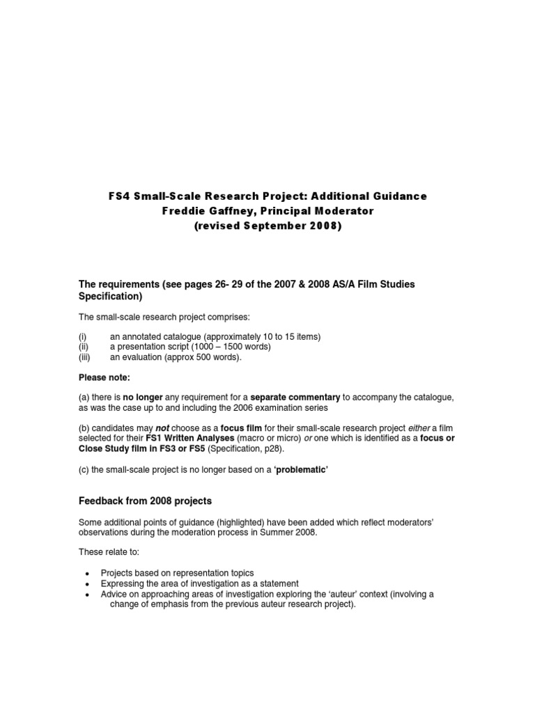 Small Scale Research Project Guide | PDF | Pixar