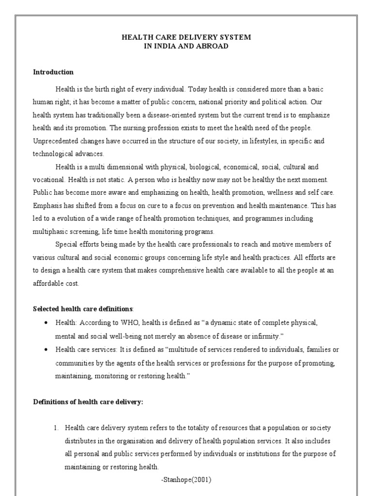 Health Care Delivery System | PDF | Health Care | Ayurveda