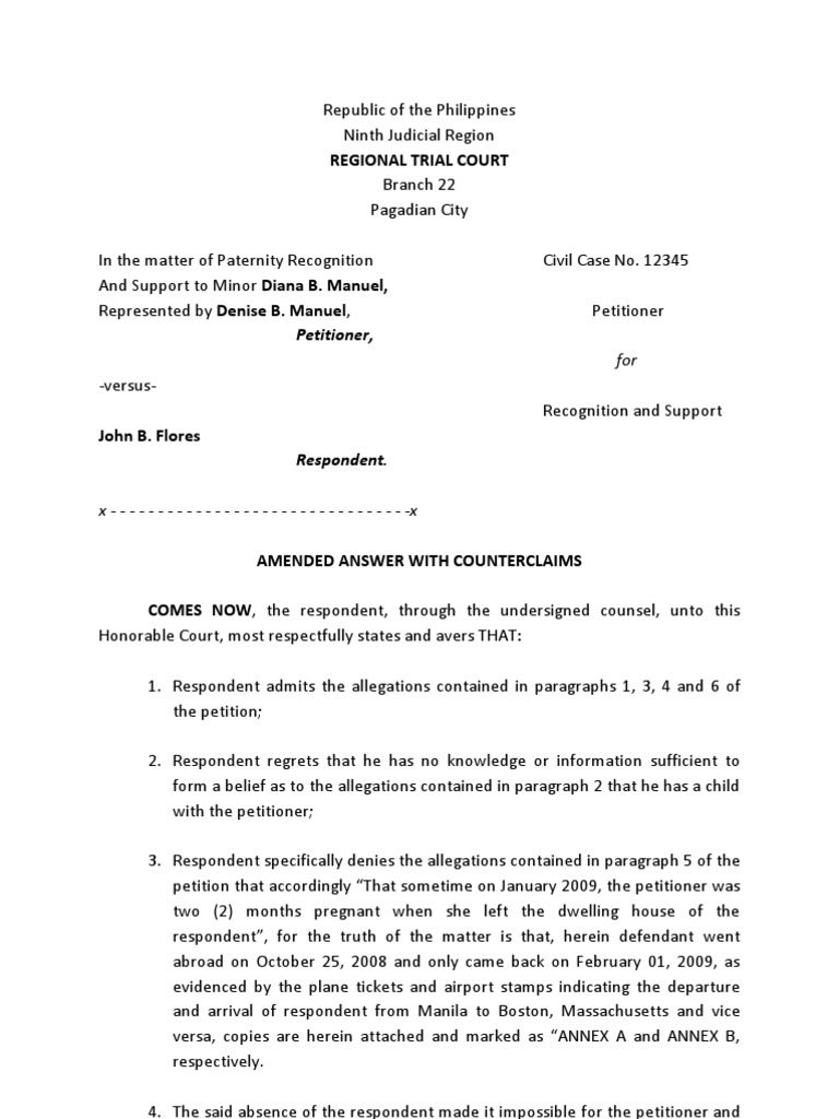Answer To A Complaint | PDF