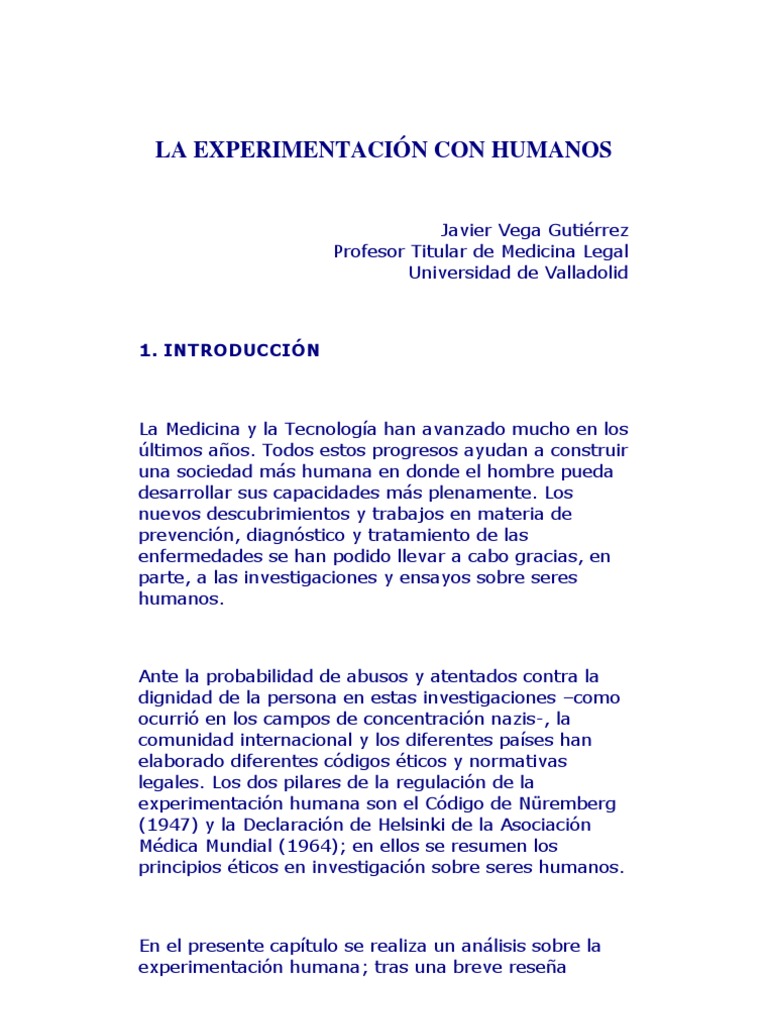La Experimentación Con Humanos | PDF | Ensayo clínico | Placebo
