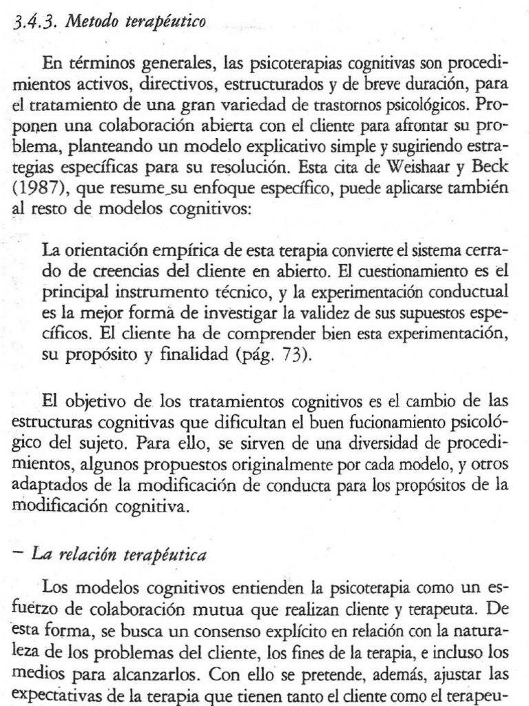 Modelo Terapeutico Del Cognitivismo | PDF | Terapia cognitiva ...