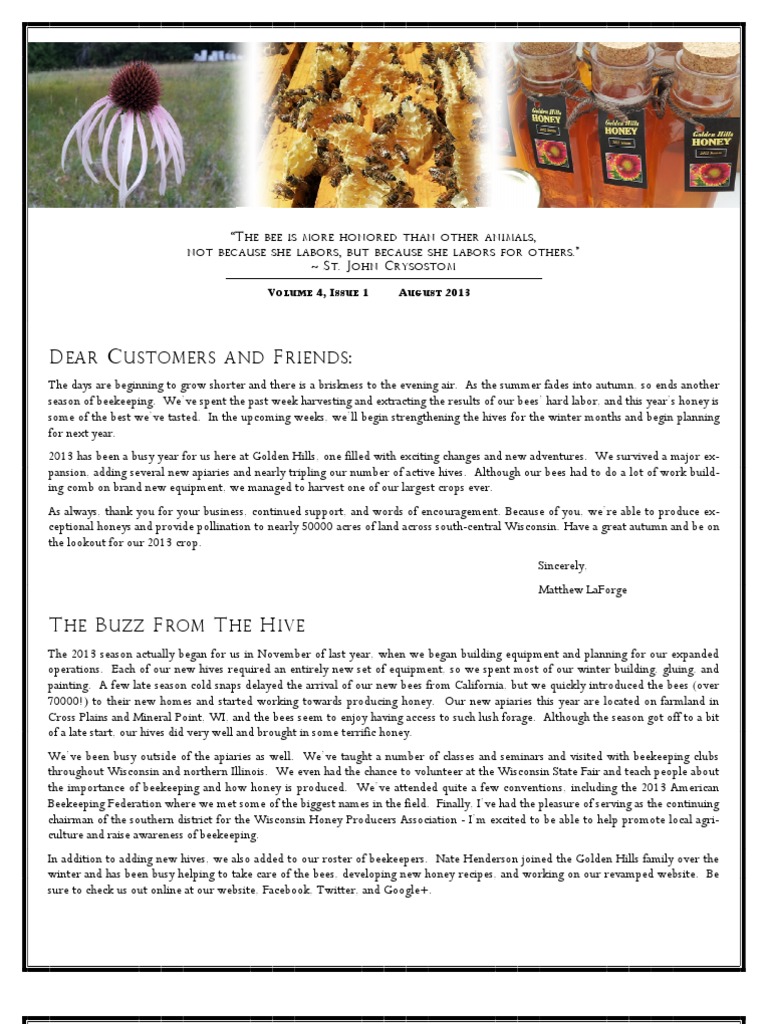 2013-August Sweetness Light 1 | PDF | Beekeeping | Beehive
