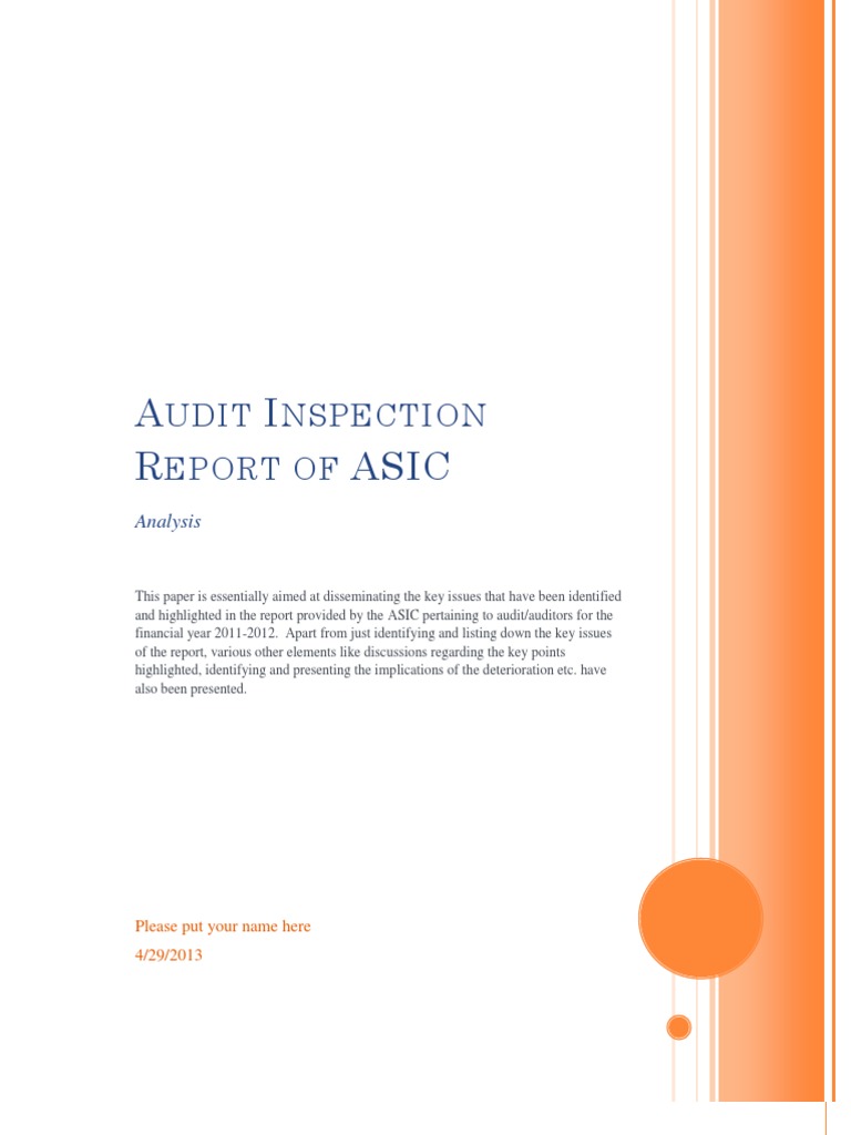 A I R Asic: Udit Nspection Eport of | PDF | Auditor's Report | Audit