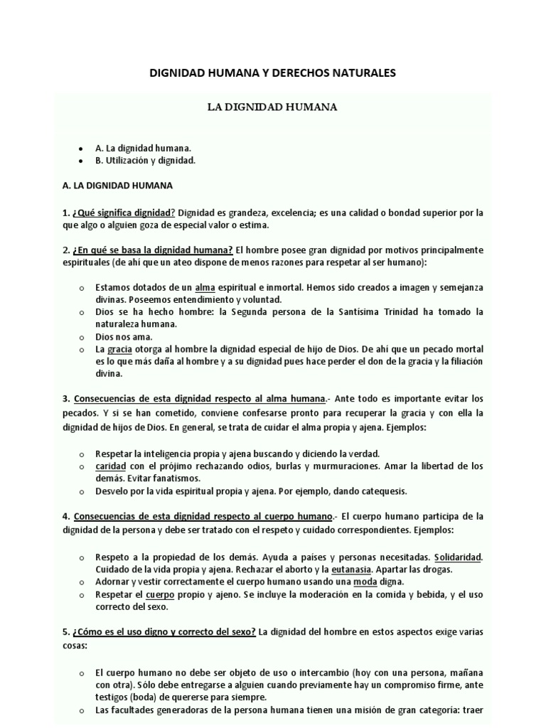 Dignidad Humana y Derechos Naturales | PDF | La Ley natural | Derechos ...