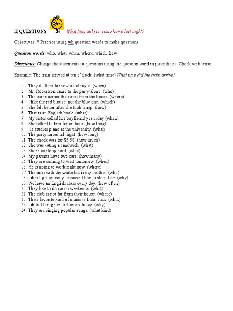 WH Questions | PDF