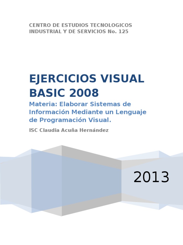 Ejercicios Prog Visual Pdf Básico Función Matemáticas