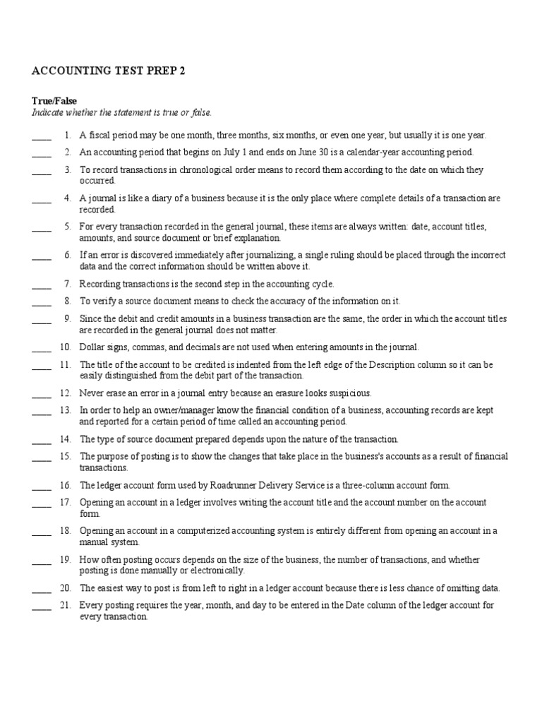 Accounting Test Prep 2 | PDF