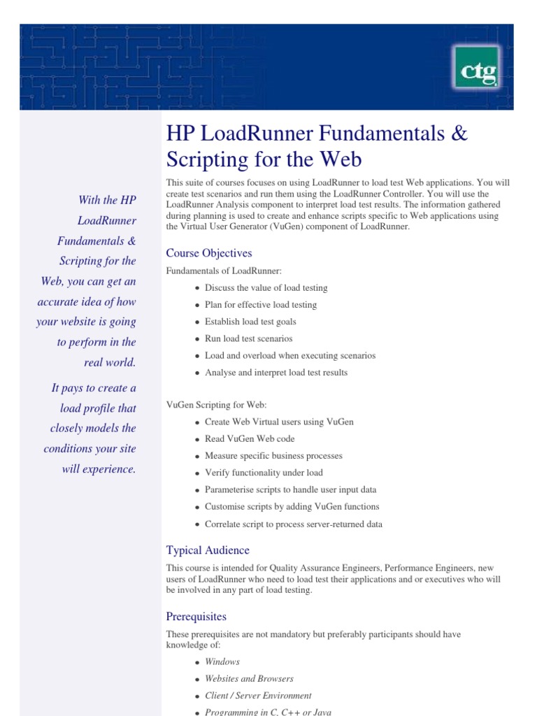 HP LoadRunner Fundamentals Scripting For The Web | PDF | Scripting Language | World Wide Web