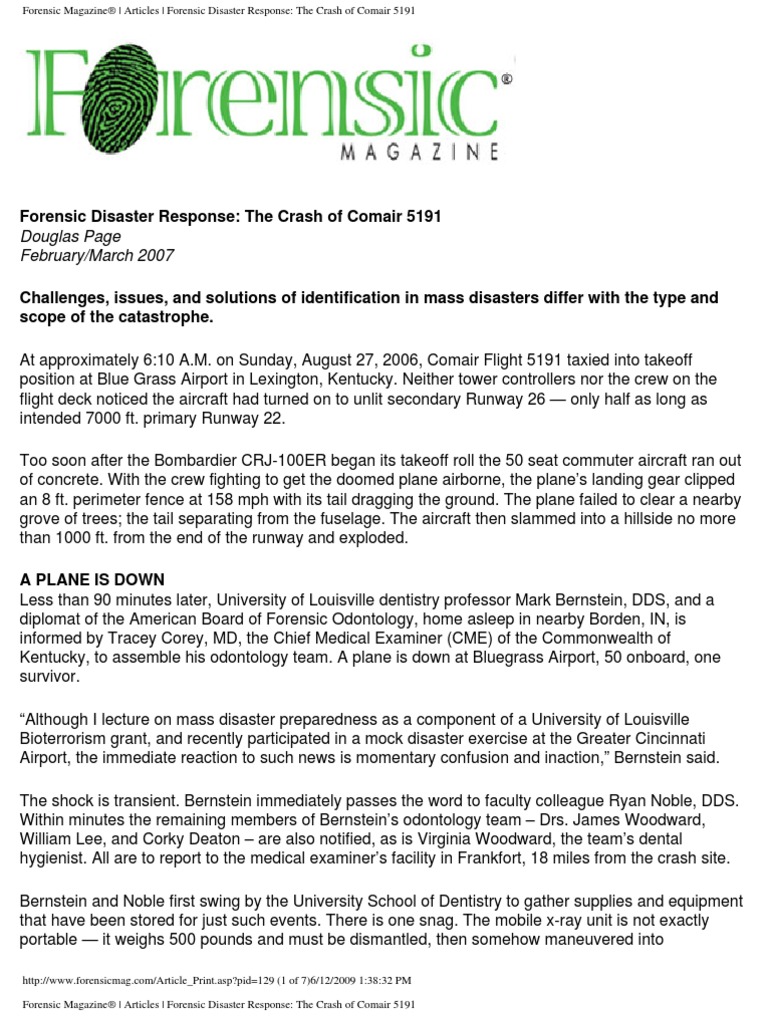 The Crash of Comair 5191 | PDF | Dentistry | Autopsy