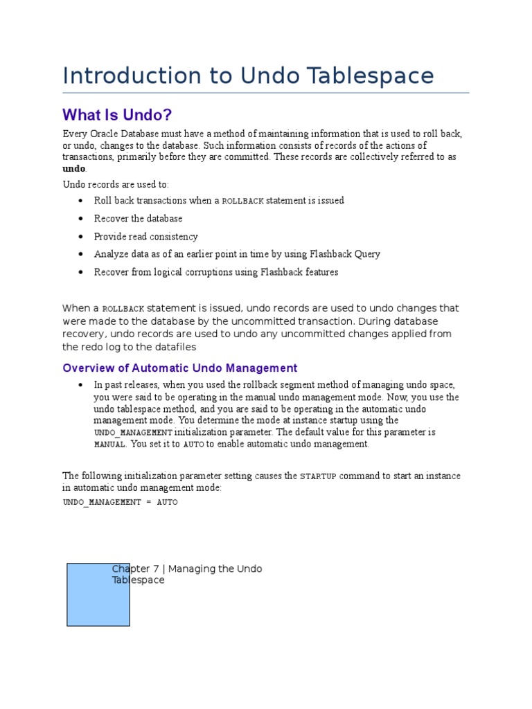 7managing The Undo Table Space | PDF | Database Transaction | Areas Of ...