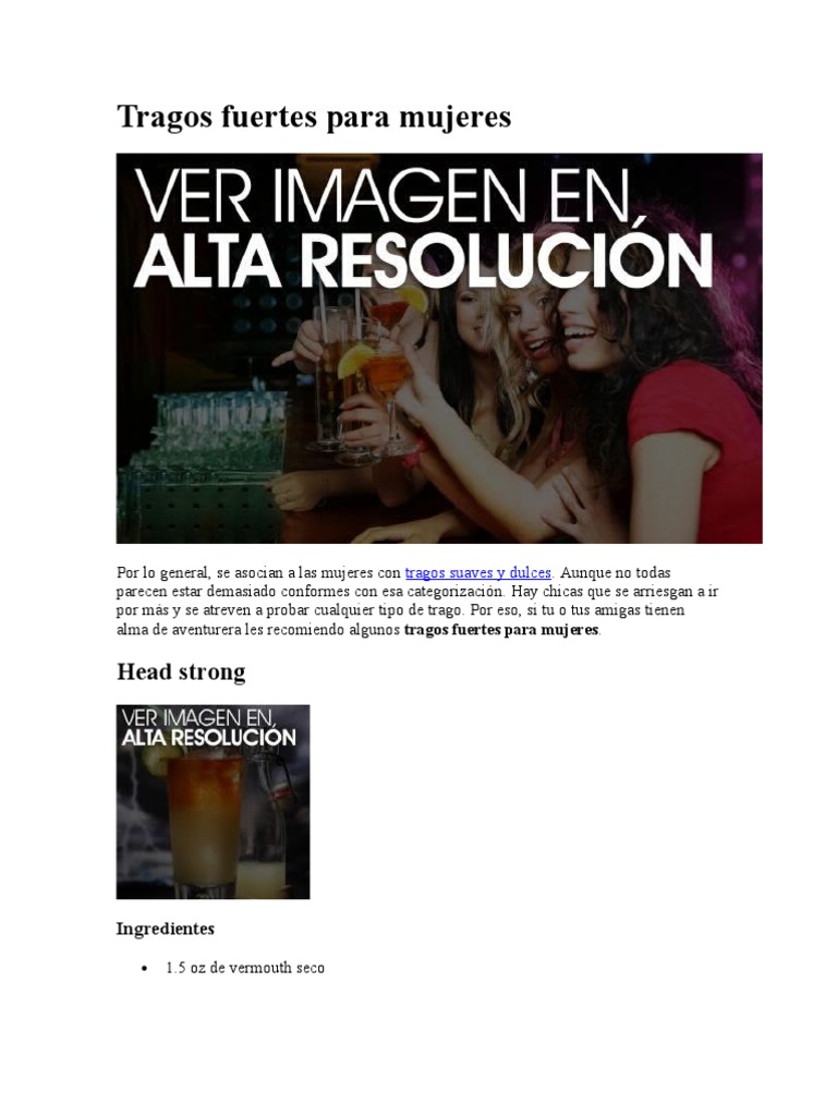 Tragos Fuertes para Mujeres Aventureras | PDF | Alcohol | Bebidas ...