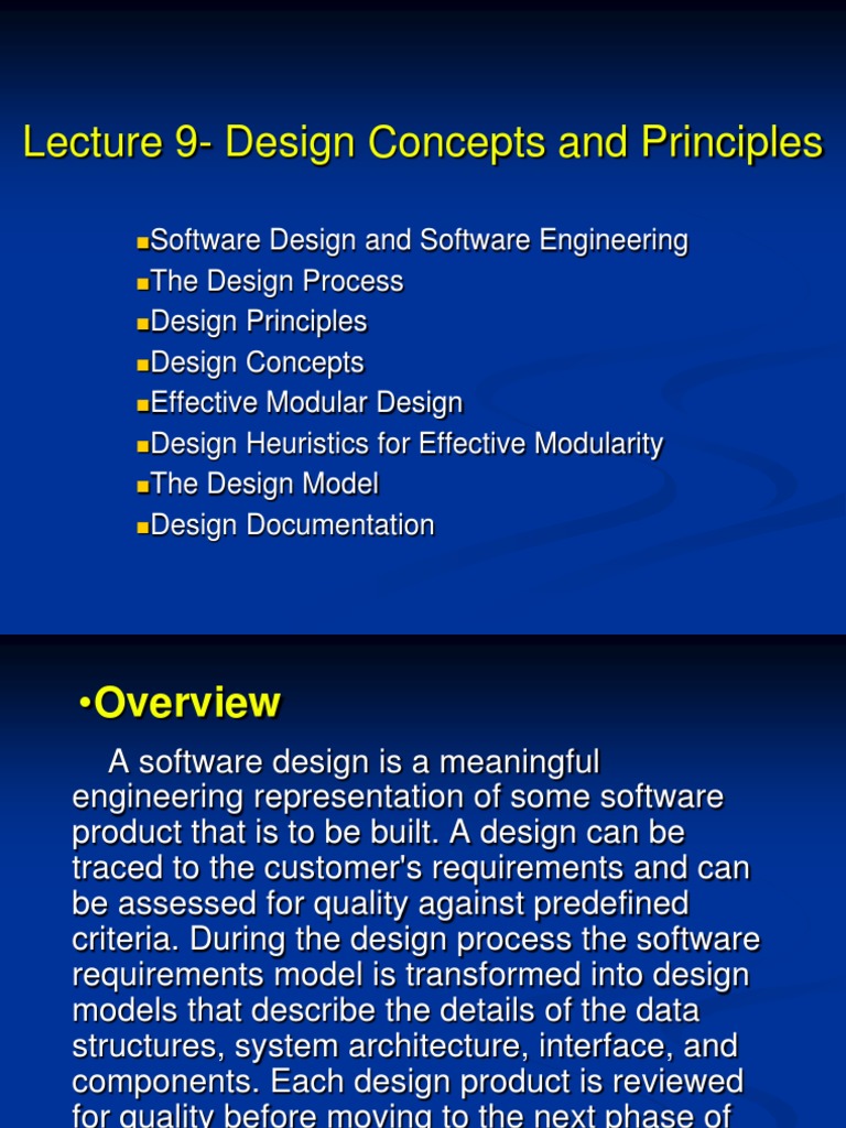 Lecture 9-Design Concepts and Principles | PDF | Modularity | Design