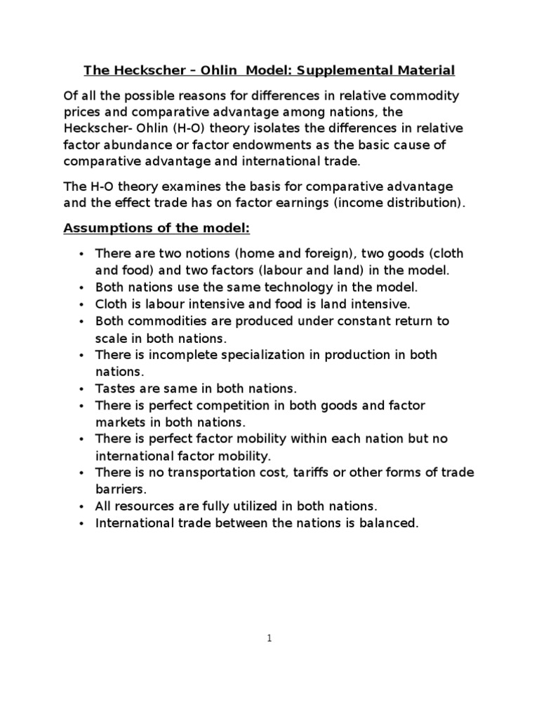 The Heckscher-Ohlin Model | PDF | Labour Economics | Economic Theories
