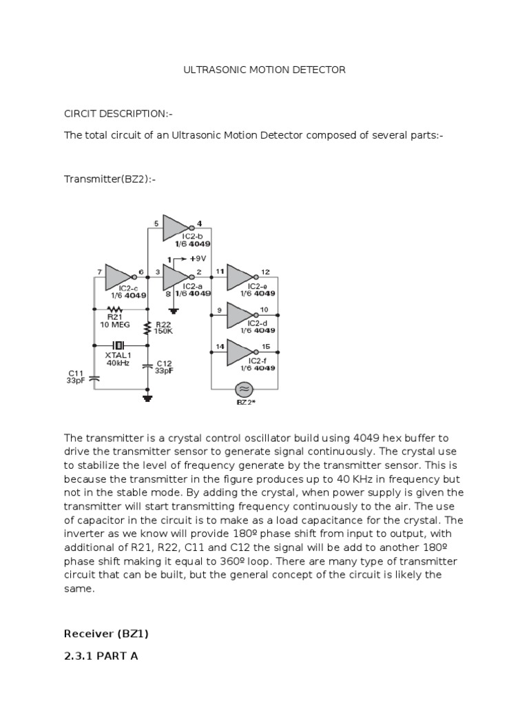 Ultrasonic Motion Detector | PDF | Detector (Radio) | Amplifier
