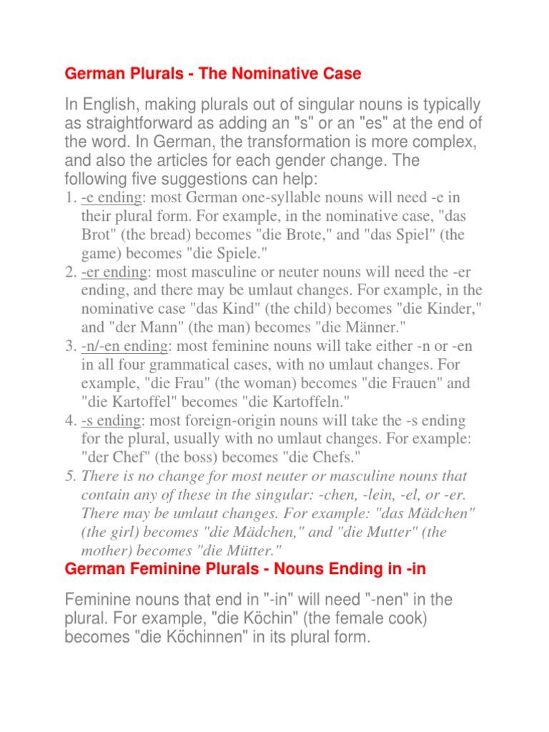 German Plural Forms Explained | PDF