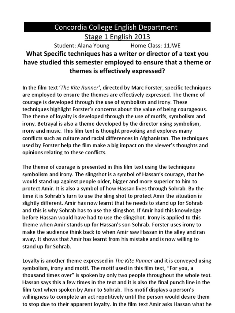 The Kite Runner Essay | PDF | Poetry