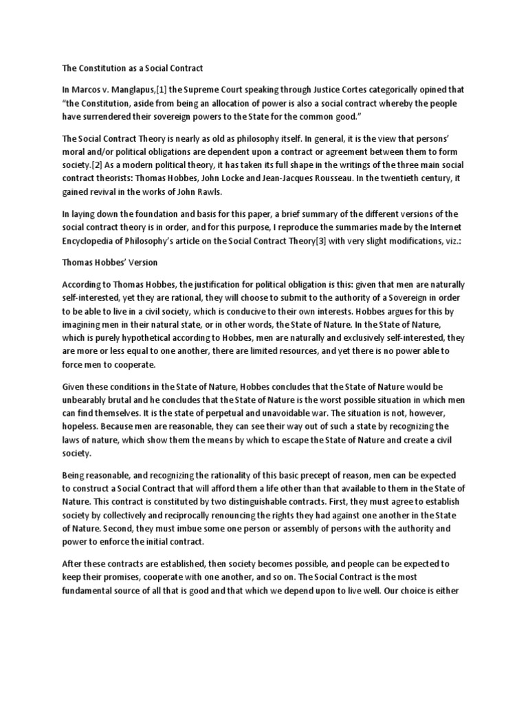 The Constitution as a Social Contract | Social Contract | Natural And ...
