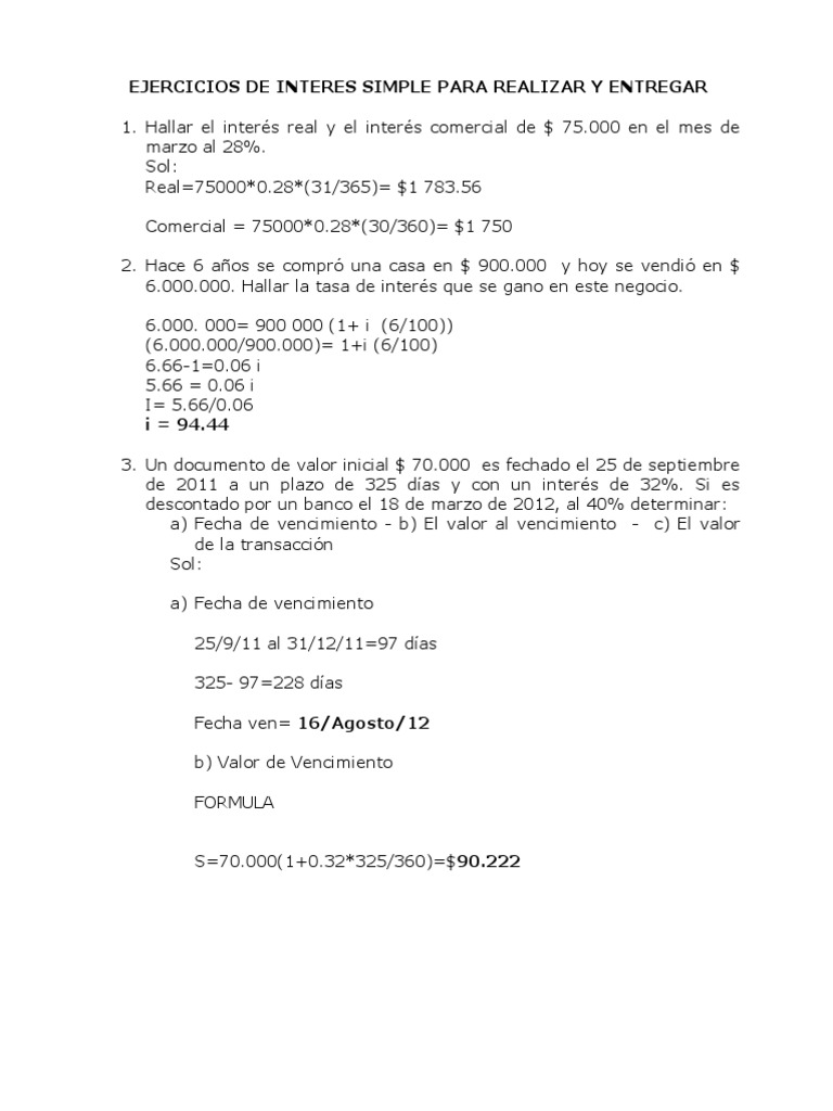 Taller Interes Simple | PDF | Euro | Interés