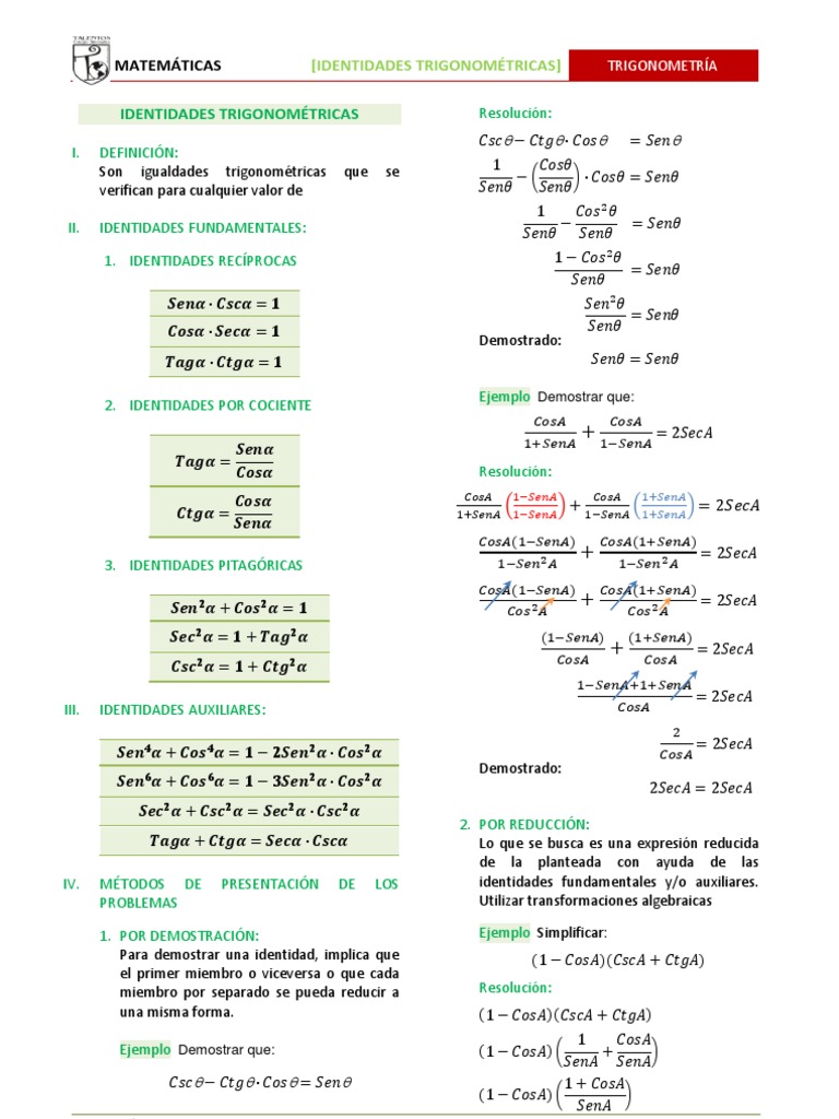 TR - Identidades Trigonométricas | PDF | Funciones trigonométricas ... TR - Identidades Trigonométricas | PDF | Funciones trigonométricas ...
