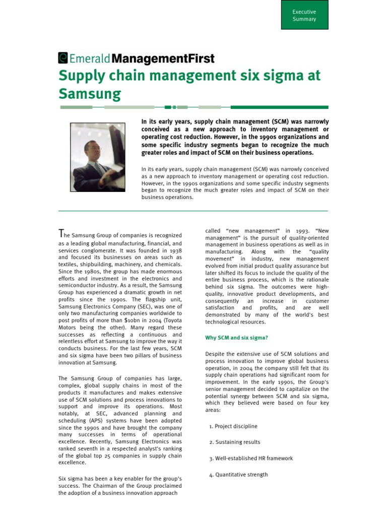 Samsung Supply Chain Management | PDF | Six Sigma | Performance Indicator