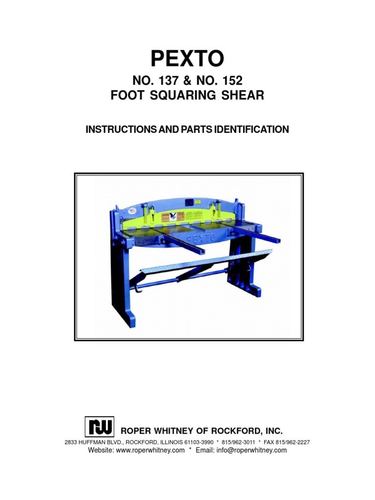 Manual Pexto 137 Foot Shear | PDF | Implied Warranty | Screw