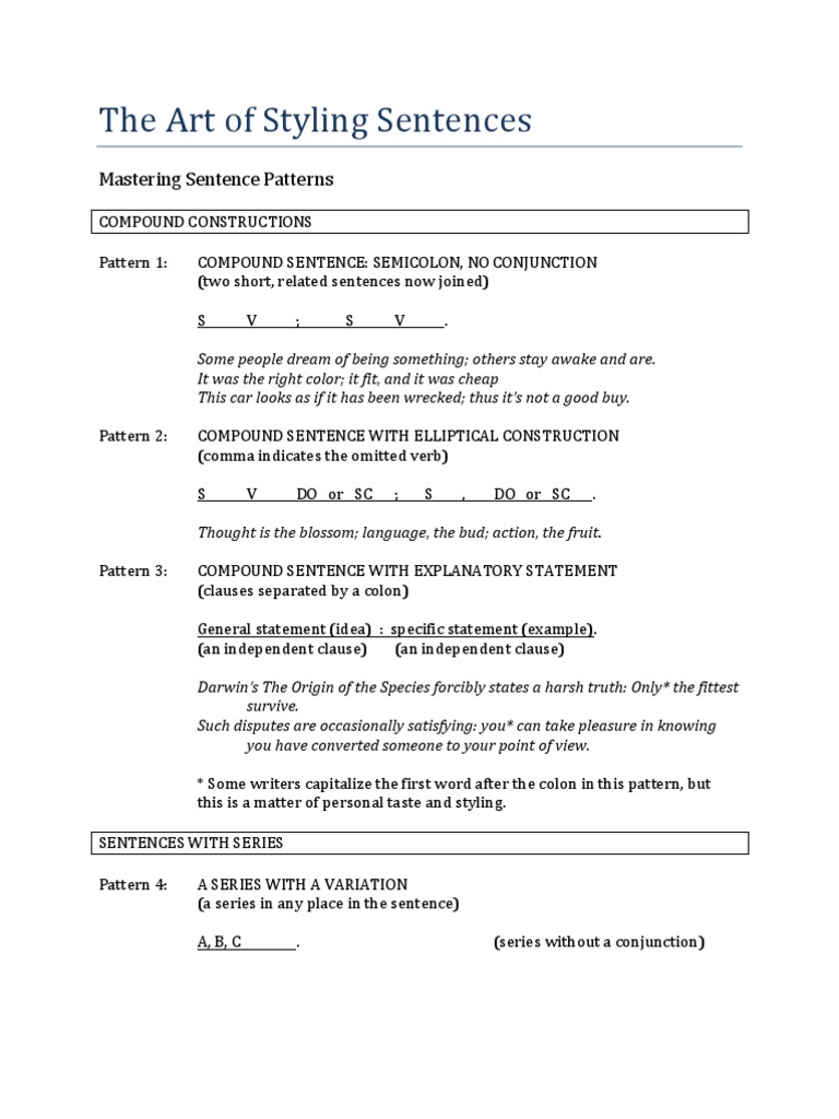 The Art of Styling Sentences433549618 PDF | PDF | Sentence (Linguistics ...