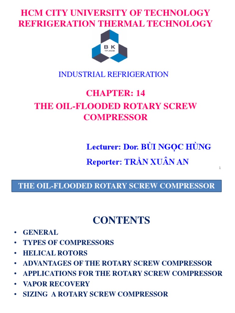 The Flooded Rotary Srew Compressor | PDF | Gas Compressor | Cylinder ...