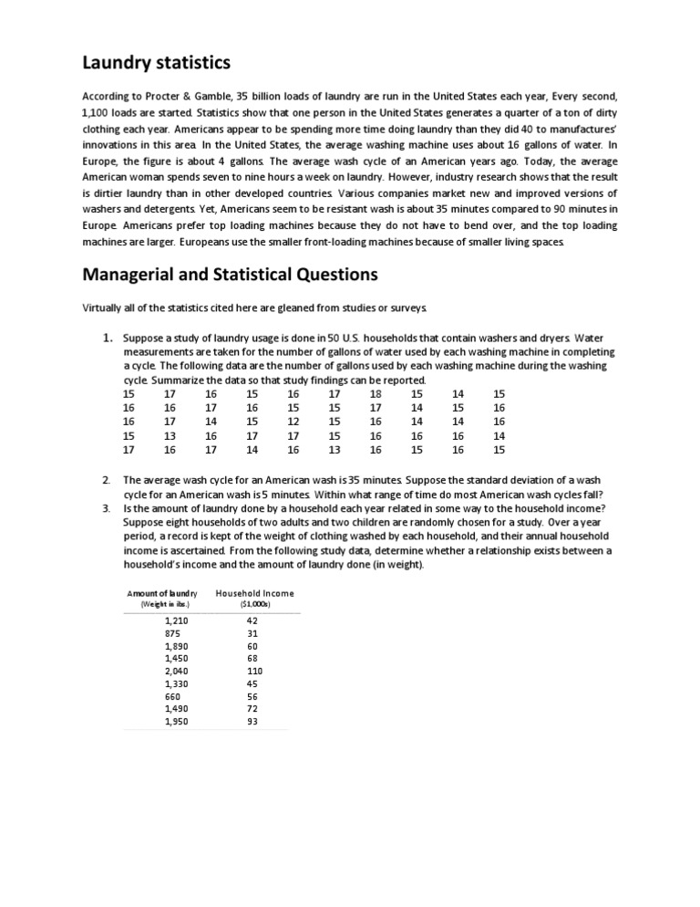 Laundry Case 1 | PDF | Laundry | Washing Machine