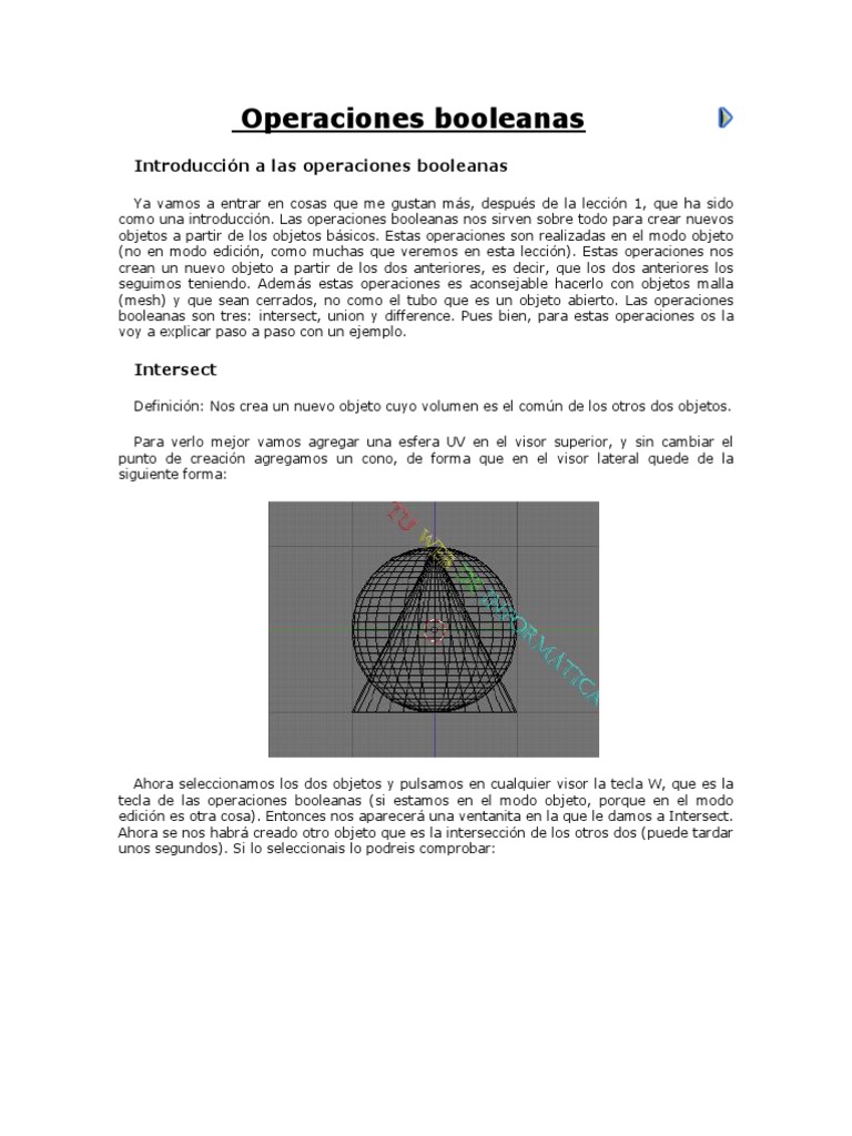 Operaciones Booleanas | PDF | Esfera | Enseñanza de matemática