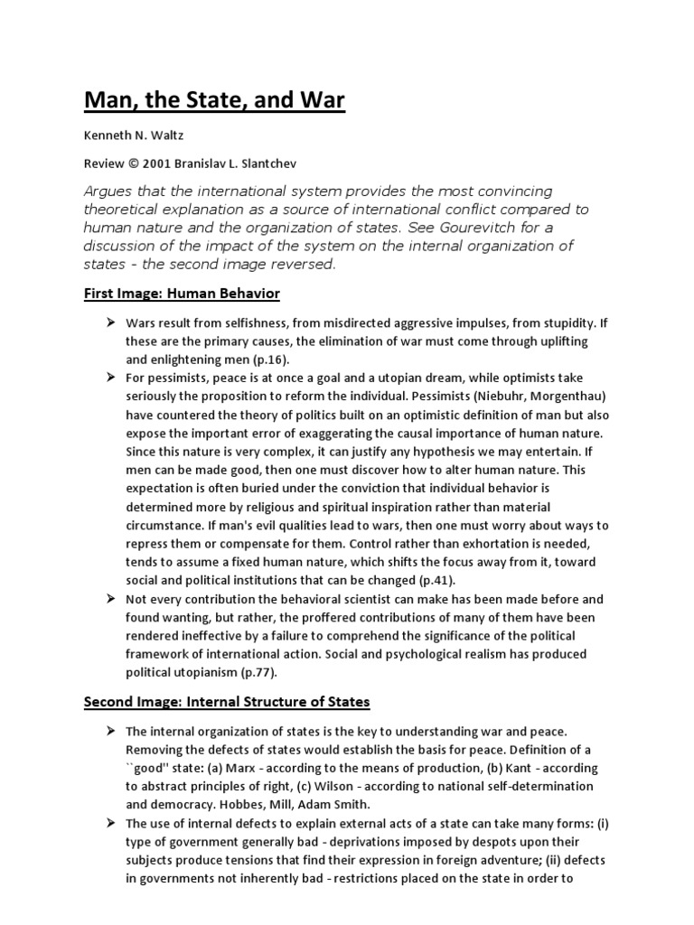 Man State and War | PDF | Sovereign State | Peace