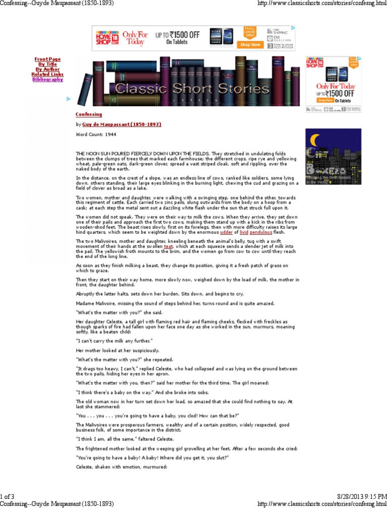 Confessing Guy de Maupassant (1850 1893) | PDF | Nature