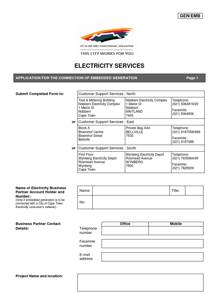 Application Form - Embedded Generation - GEN-EMB 20120302 | PDF | Relay ...