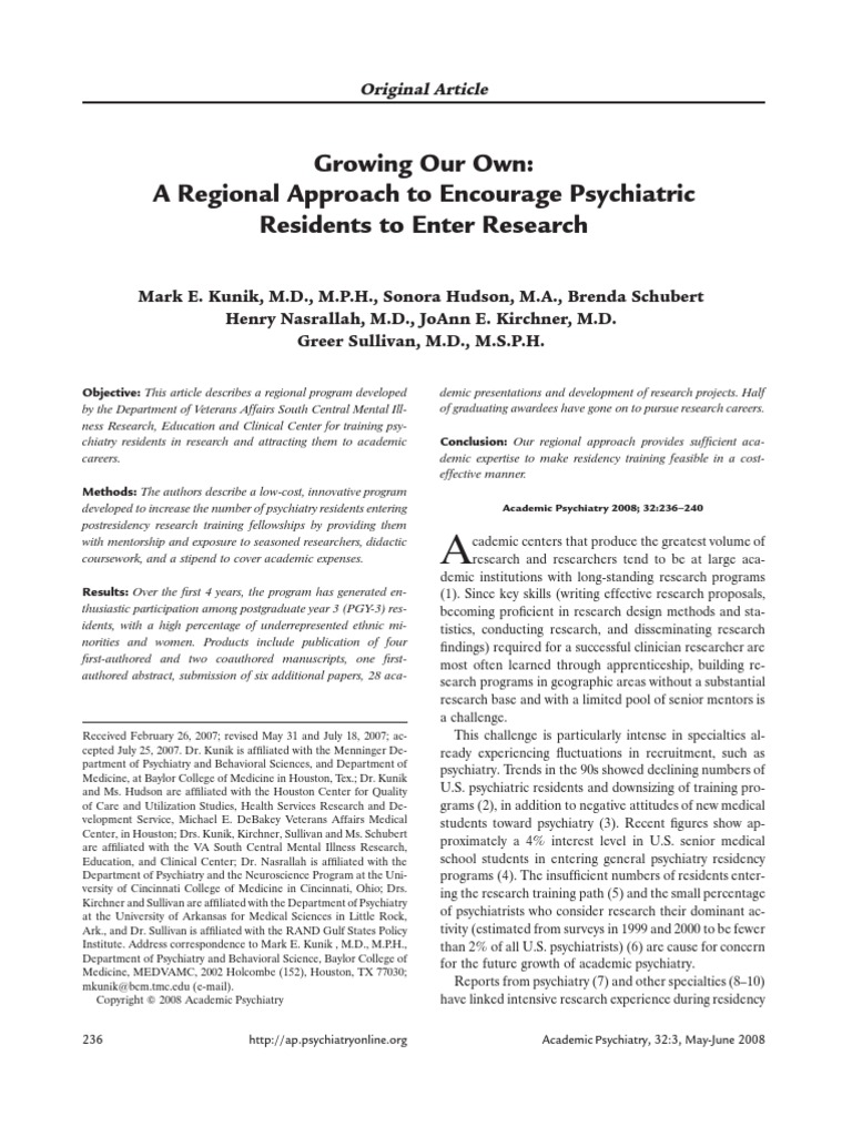 Growing Our Own | PDF | Psychiatry | Mentorship