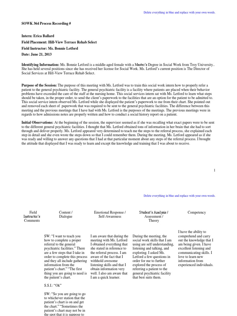 Ballard e Process Recording | PDF | Patient | Psychiatry