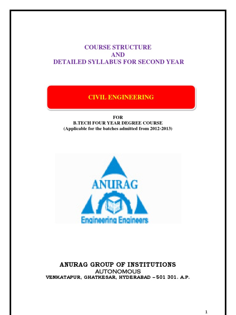 Course Structure AND Detailed Syllabus For Second Year: Civil ...