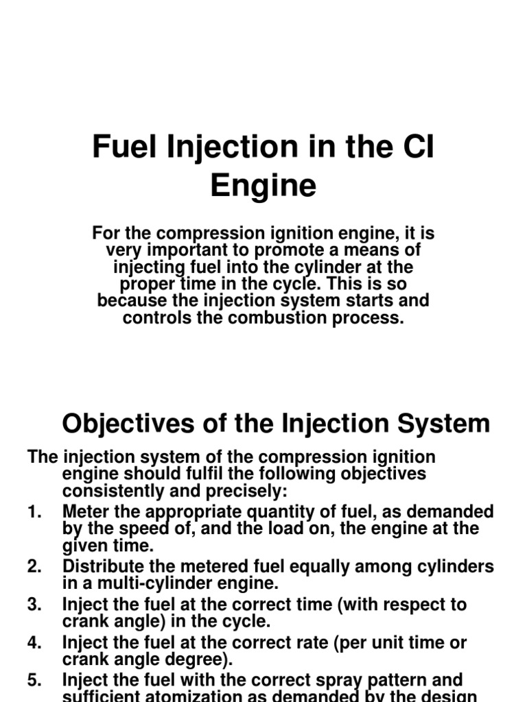 Fuel Injection in The CI Engine | PDF | Engines | Fuel Injection