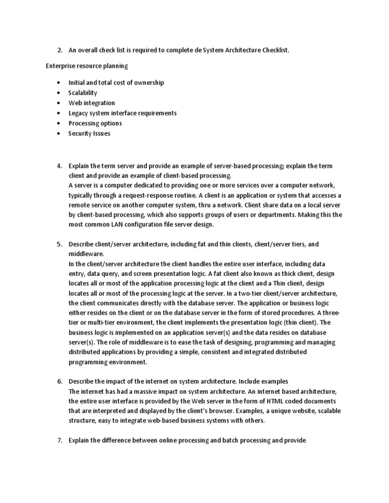 System Architecture Checklist