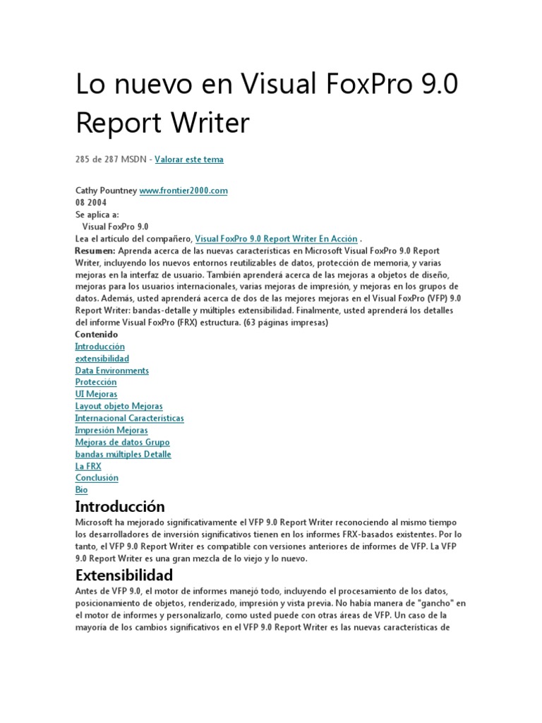 Lo Nuevo en Visual FoxPro 9 | PDF | Tabla (base de datos) | Point and Click