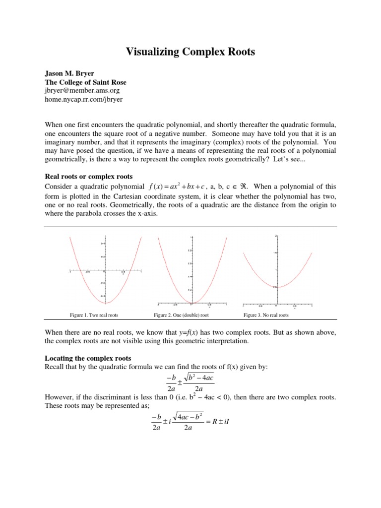Geometric Visualization of Complex Roots | PDF | Quadratic Equation ...